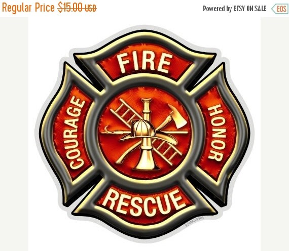 ON SALE Fire Rescue Courage Honor Maltese Cross 6 by RescueTees