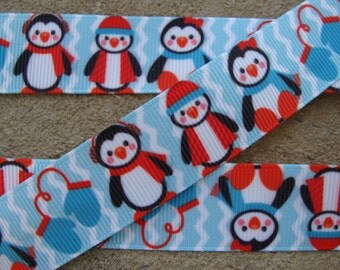 7/8 penguin Ribbon 3 yards Grosgrain Ribbon Hair by Aplusribbon
