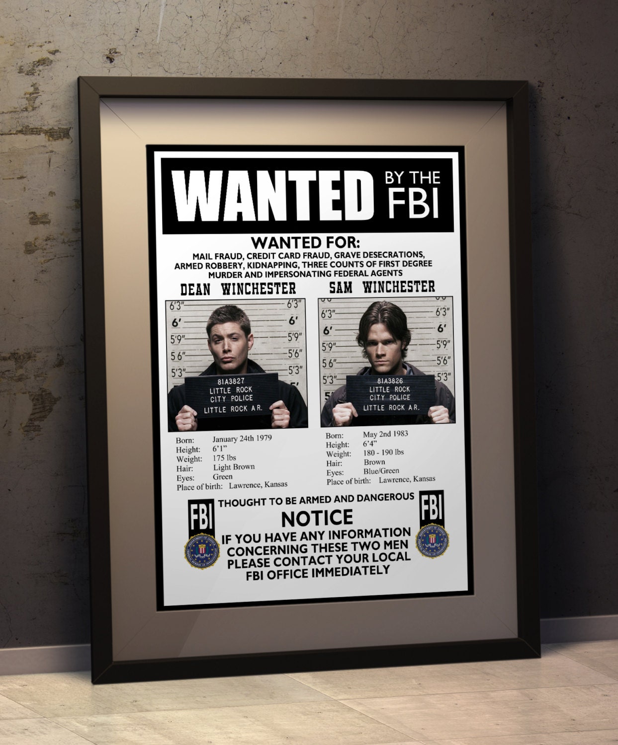 Supernatural FBI Wanted Poster