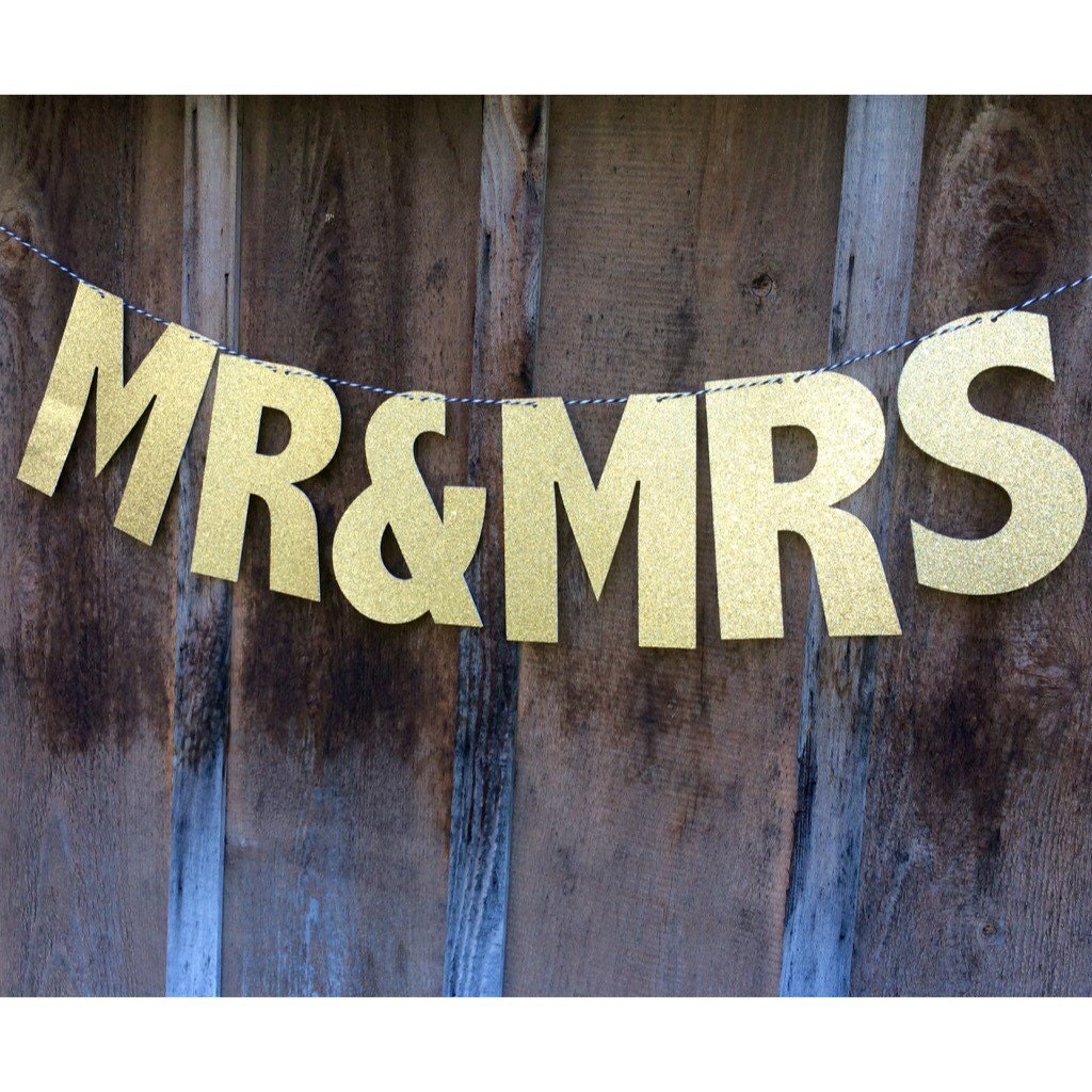 Mr & Mrs banner wedding banner gold wedding banner gold mr