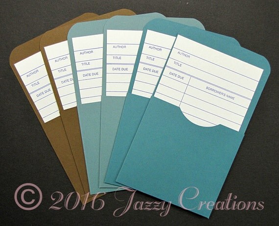 Set of 6 Library Card Holders Library Card by RachelJazzyCreations