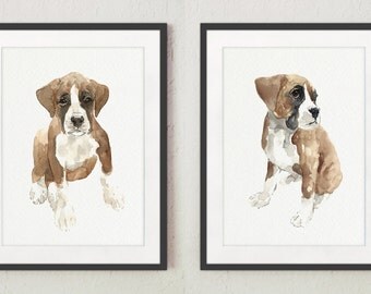 Boxer watercolor | Etsy