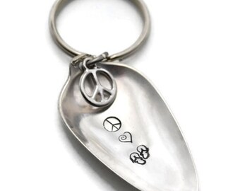 Spoon Key Chain Stamped Spoon Key Ring by TheSilverwearShop