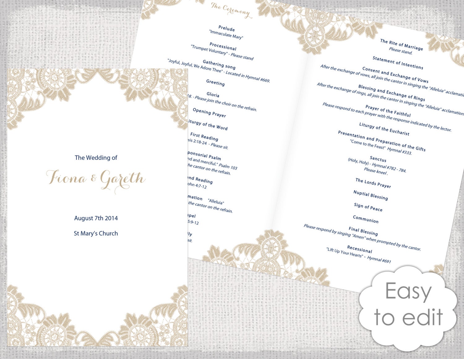 Catholic Wedding Program Booklet Template Antique
