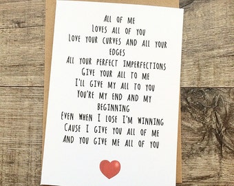Song lyric card | Etsy