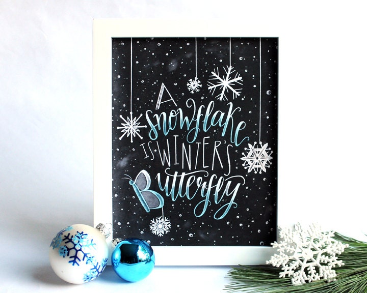 Winter Decor Christmas Art Snowflake Print by TheWhiteLime on Etsy