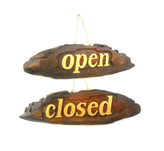 Wood Carving Sign Open Closed Rustic Reclaimed by WoodCarvingArt