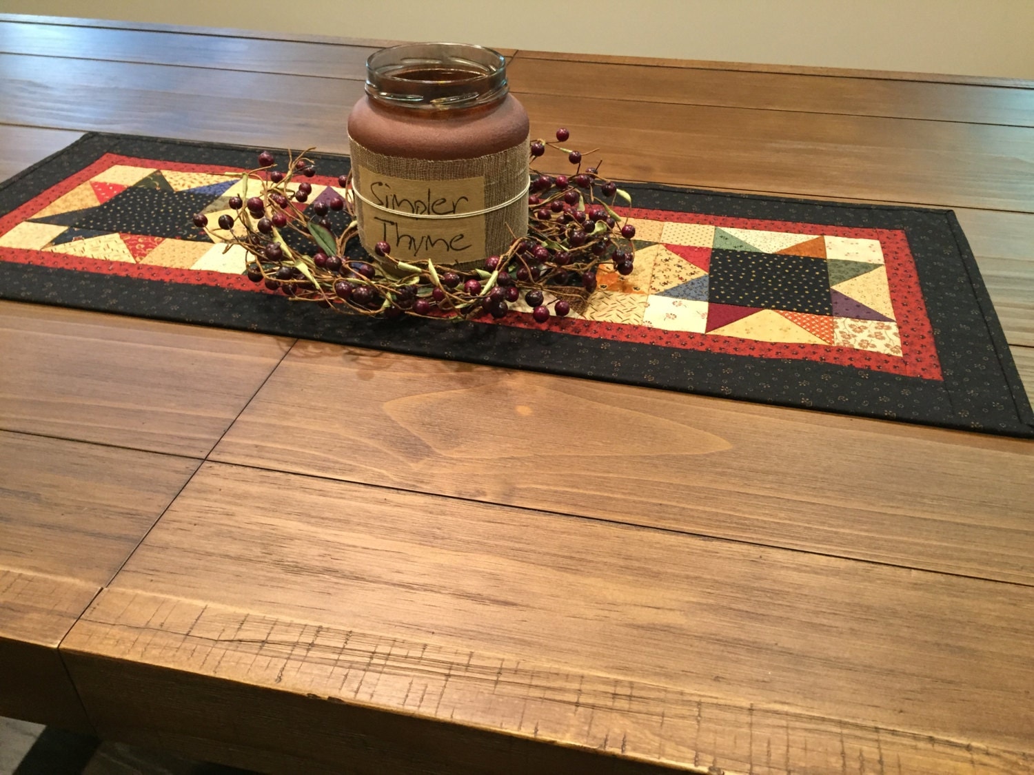 Quilted Table Runner / Country Decor / Primitive Decor