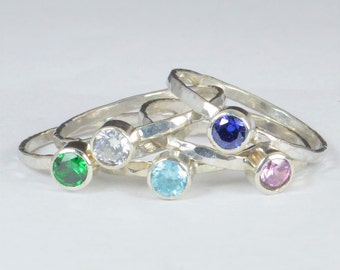 Classic Sterling Silver Birthstone Rings Gemstone by Alaridesign