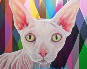 Sphynx cat art | Etsy