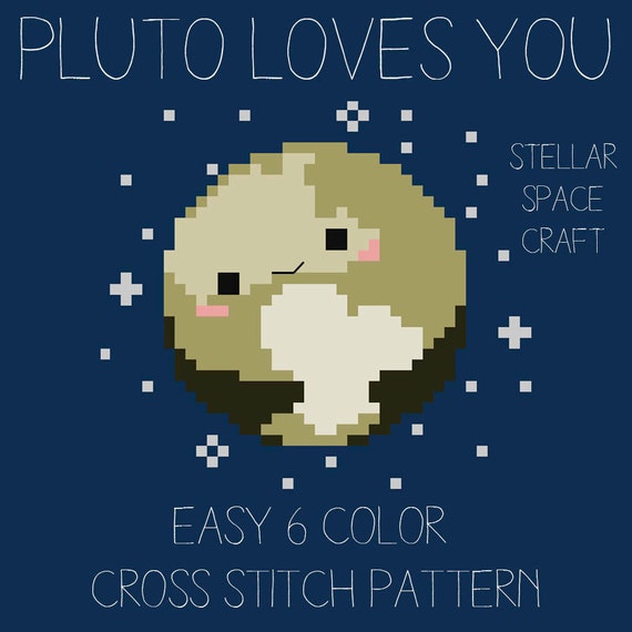 Pluto Loves You Easy Cross stitch Pattern by StellarSpaceCraft