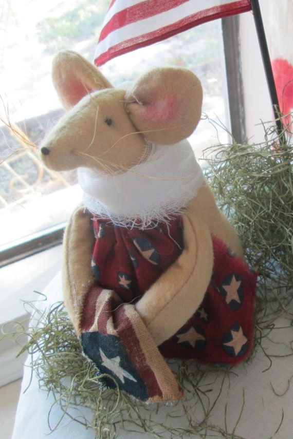 Large Handmade Mouse Patriotic Garden Mouse Handmade Folk