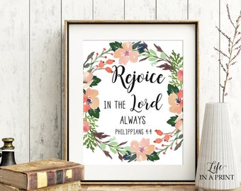 Rejoice in the Lord Always Bible Print / Scripture Poster