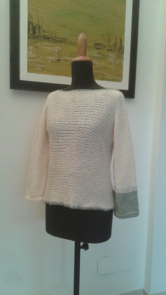 PATTERN wool sweater white jersey white and by Thecatandtheyarn