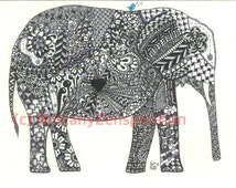 Popular items for zentangle elephant on Etsy