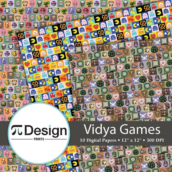 Video Game 12x12 Digital Scrapbook Paper Pack Set