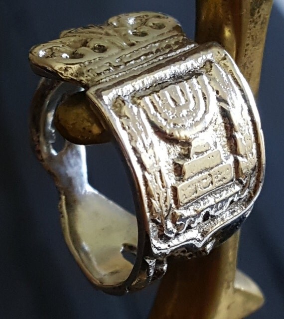 Menorah Ring Silver Ring Jewish Ring Hebrew Ring by LostAndForged
