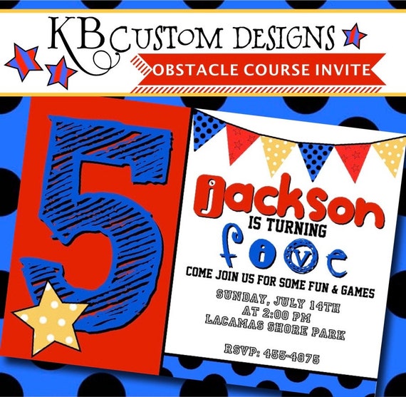 Obstacle Course Party Personalized Invitation
