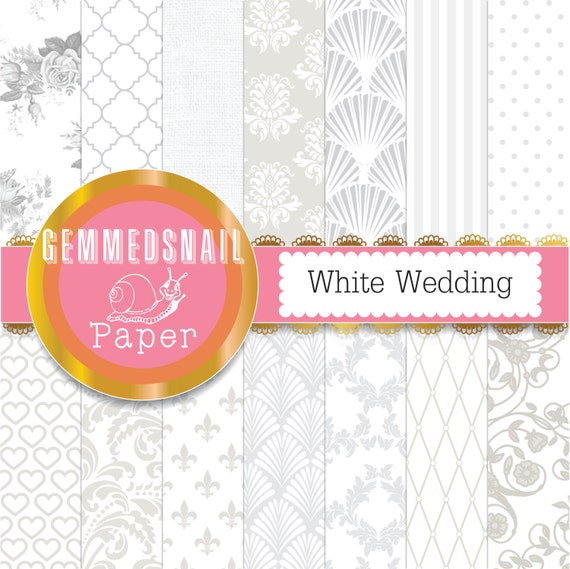 White digital paper white wedding digital paper 'White
