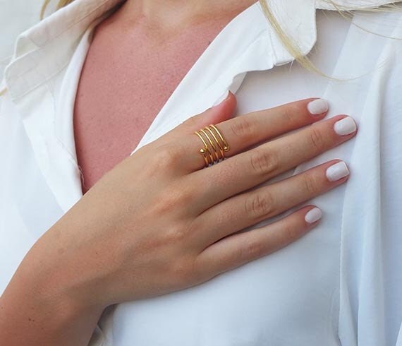 Gold ring Spiral ring Wide ring Spiral band ring by HLcollection