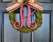 Unique moss monogram wreath related items | Etsy