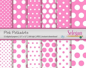 Pink polka dot paper | Etsy
