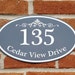 Personalized Address House Number Sign Aluminum Oval 12