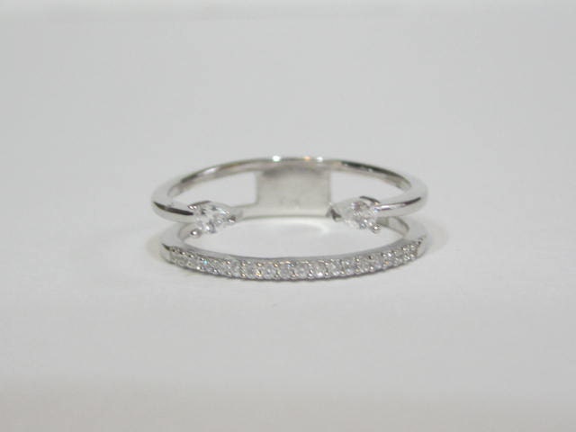 Silver Stacking Ring Insert Wedding Bands CZ by MILAVIJEWELRY