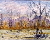 Items similar to Abstract Barren Landscape Original Watercolor Painting ...