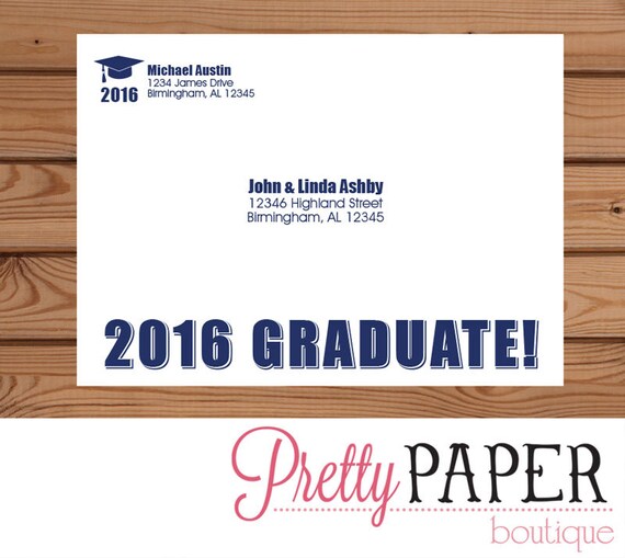 Graduation Party Invitation Printed Envelope