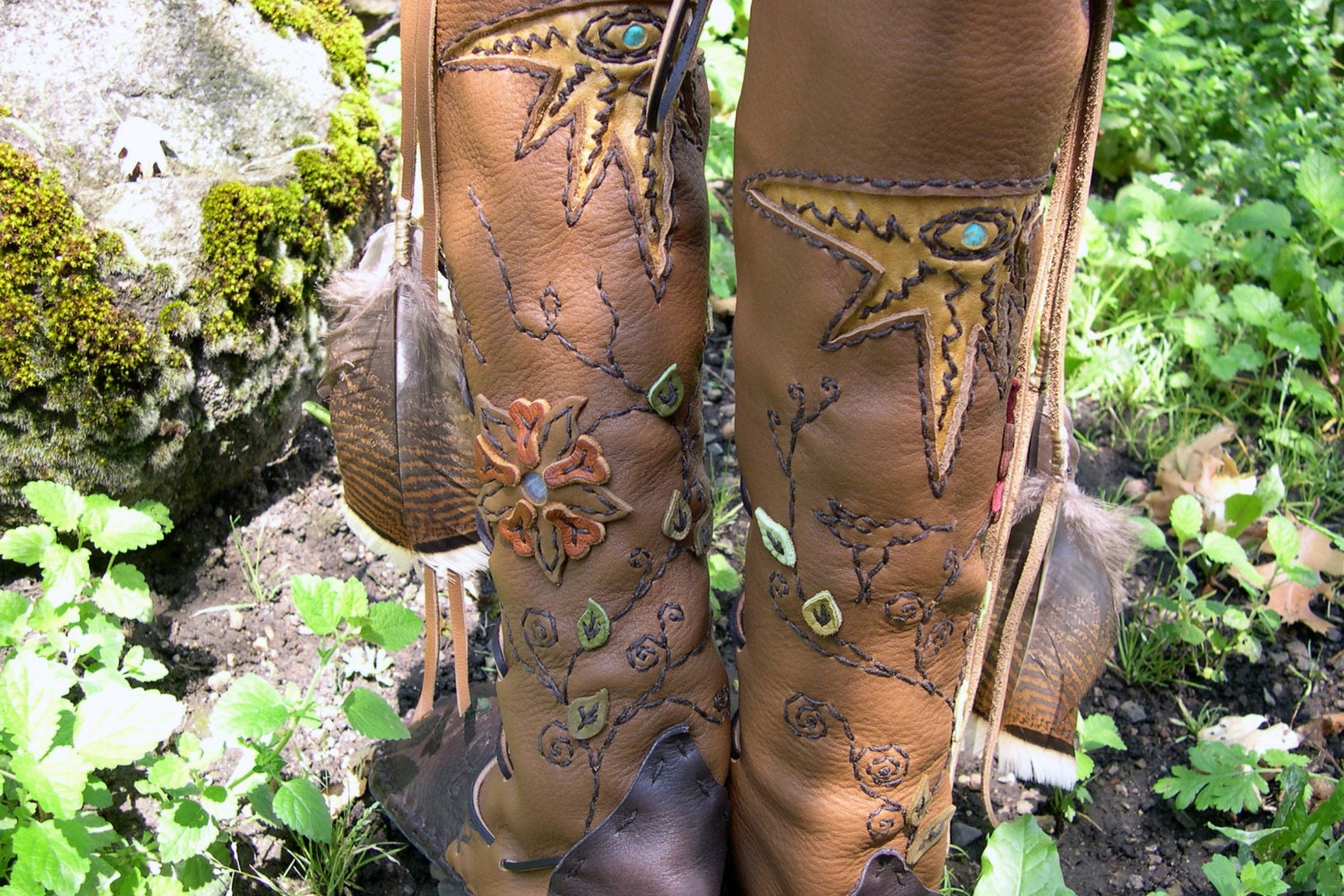 Custom Leather Boots Hand Crafted Leather Knee-High Moccasins