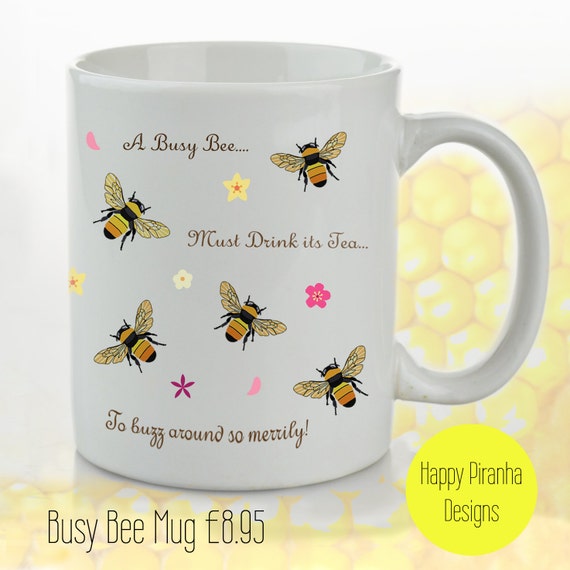 Bee Mug Flower Mug Bumble Bee Coffee Mug Busy Bee