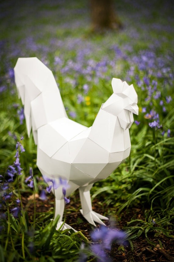 Rooster Printable Papercraft Template DIY Paper Pet Rooster.
