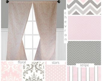 Pink gray curtains | Etsy