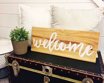 Items similar to Handmade Wood "Welcome" Sign on Etsy