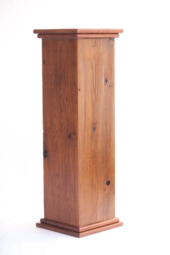 Square Rustic Pedestal / Plant Stand Made with Reclaimed Wood