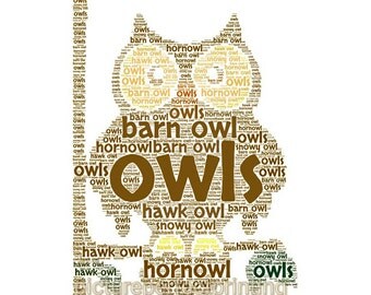 Owl word art | Etsy