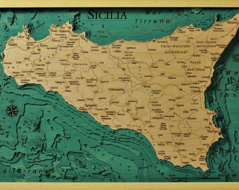 Map of sicily | Etsy
