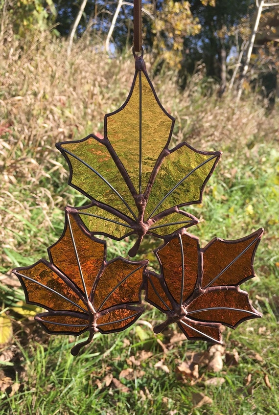 Stained Glass Fall Leaves
