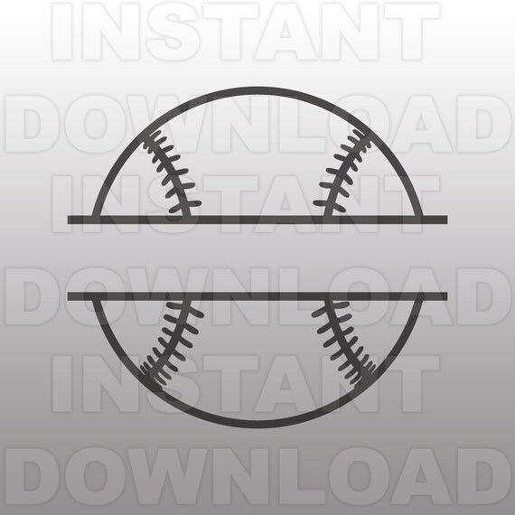 Baseball Split Monogram SVG FileBaseball SVG File-Vector Clip