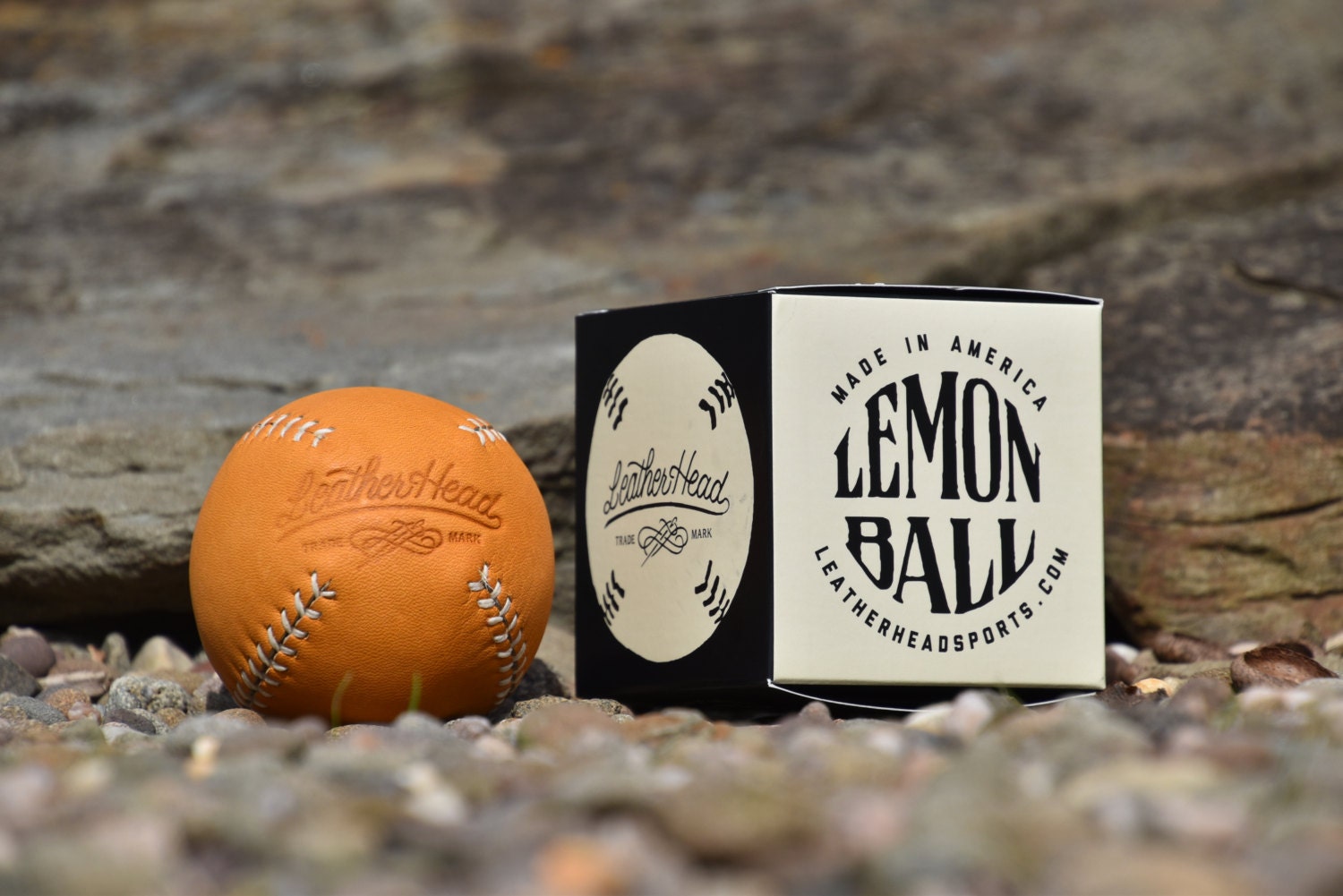 LEMON BALL Vintage style lemon peel baseball tan with white