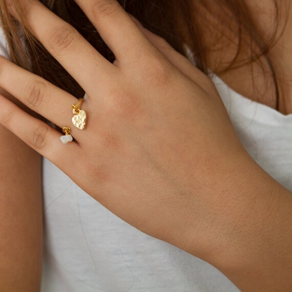 Adjustable Gold Ring Dangle ring Dangling charm ring