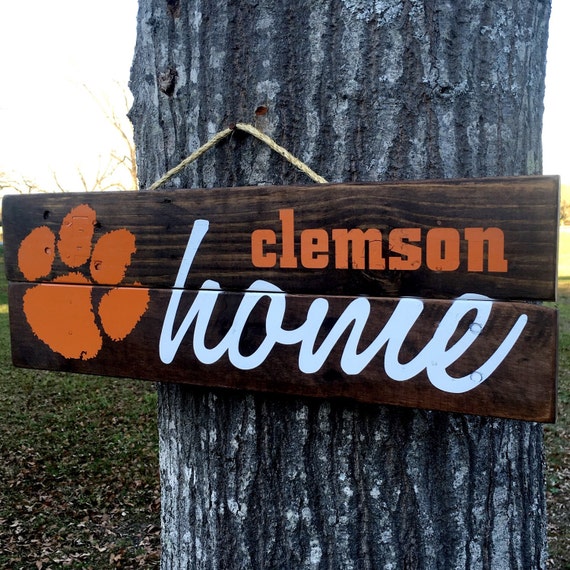 CLEMSON Home reclaimed wood decor sign Tigers barnwood