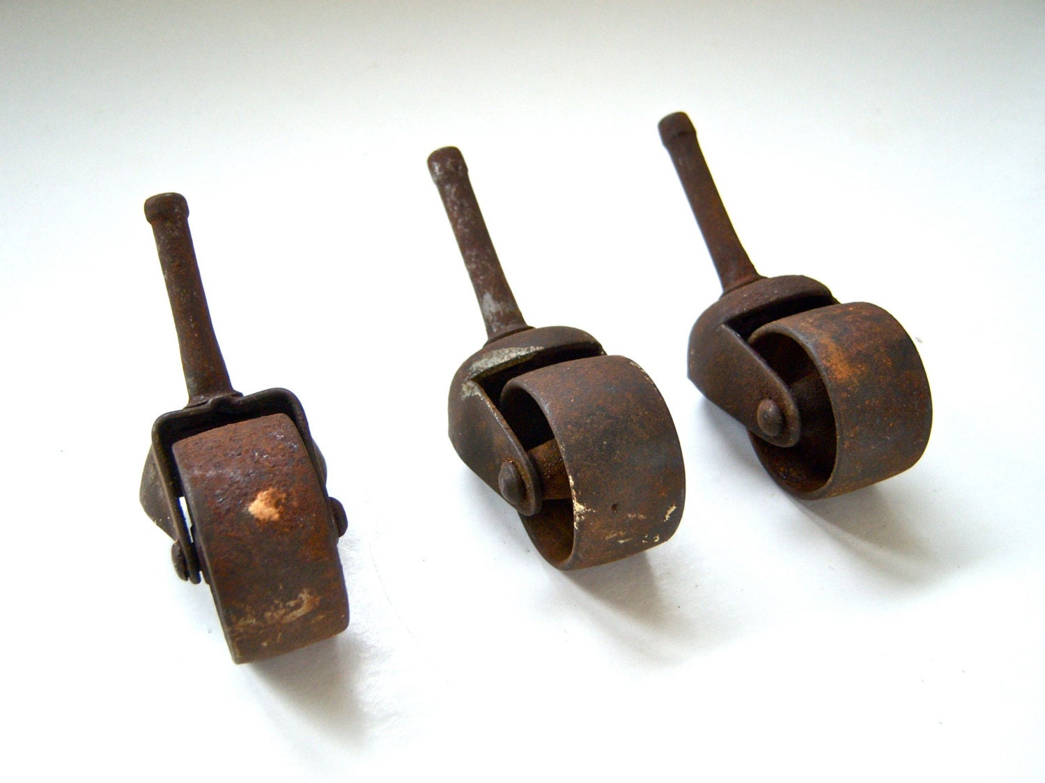 Rusty Metal Wheels with attached metal Caster pin peg – 3 pieces ...