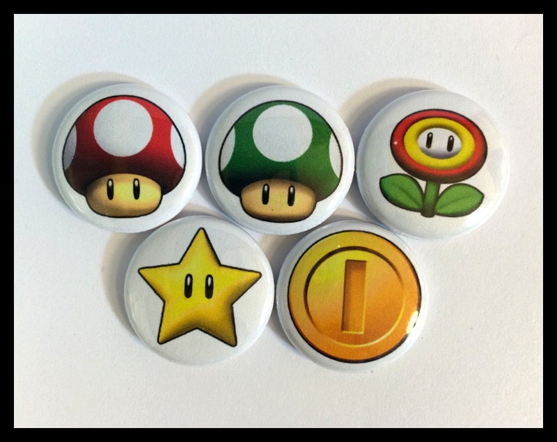 Mario Power Up Button Pinback Set