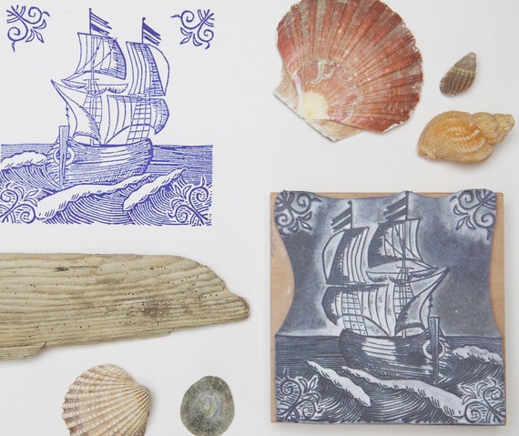 Items similar to Sailing Ship Rubber Stamp on Etsy