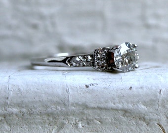 Deco Platinum Star Sapphire and Diamond Engagement by GoldAdore