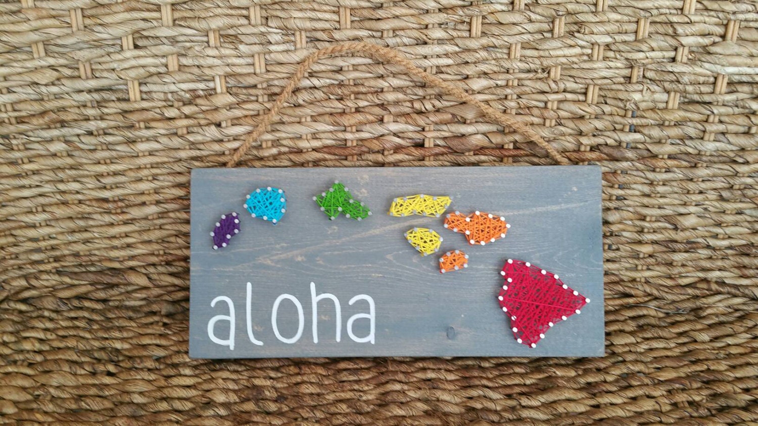 Rainbow Hawaiian Island String Art Sign Rainbow by MushBugCrafts