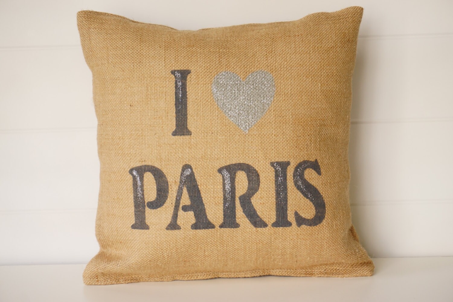 French Burlap Pillow I Love Paris Paris by ComfortsofHomeDecor