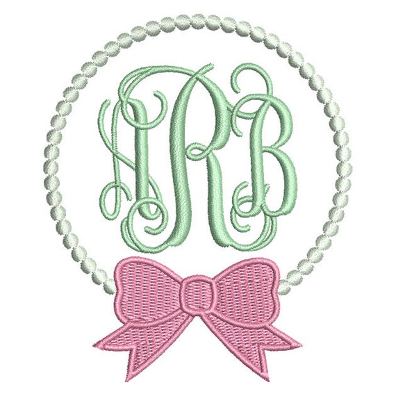 Dot Bow Applique Monogram Frame Embroidery Design Instant